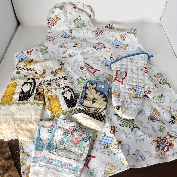 Vintage | Kitchen | Vintage And Modern Lot Of Cat Themed Kitchen Linens ...